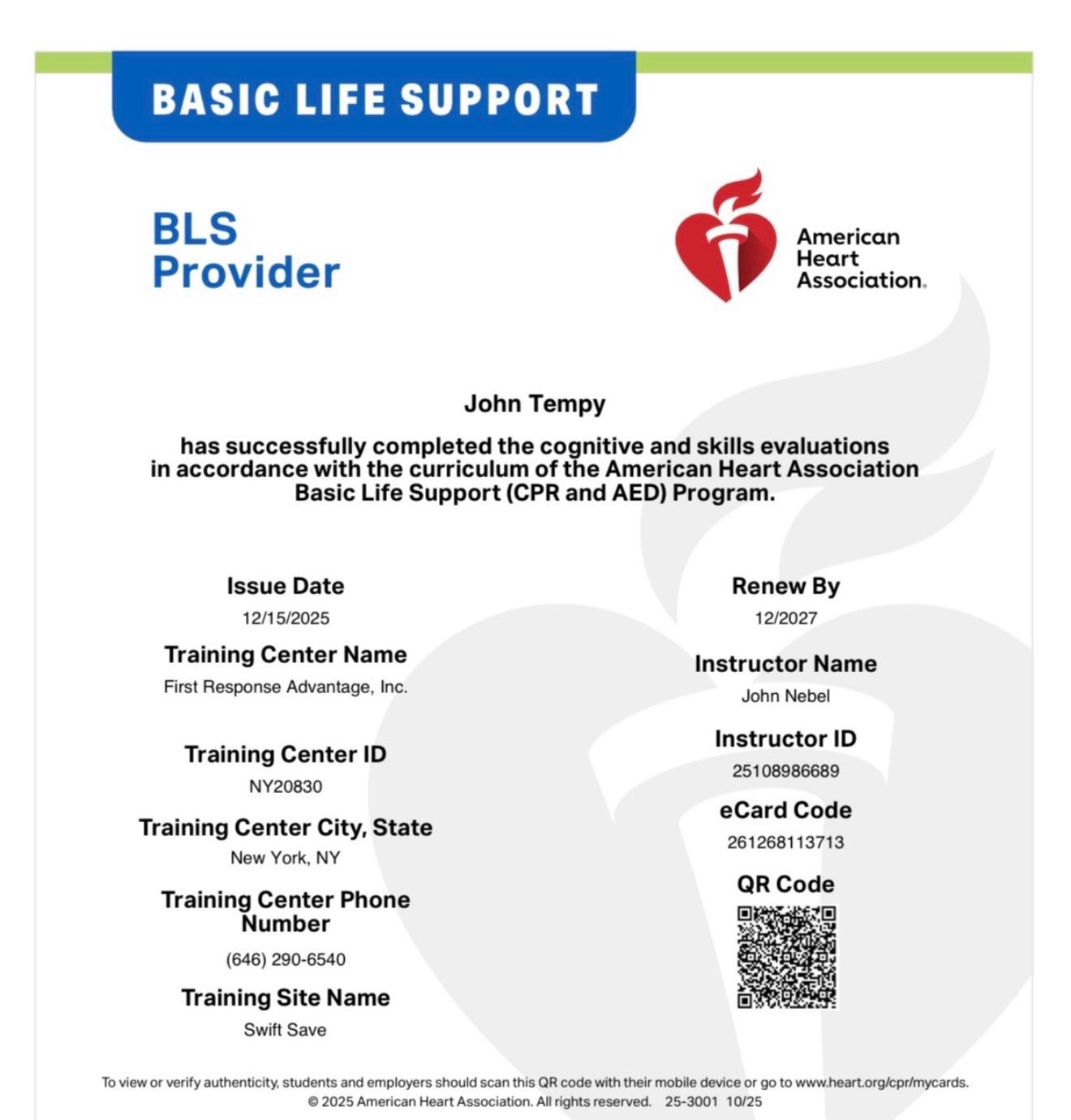 Swift Save CPR | AHA BLS, ACLS, PALS & CPR Certification Classes
